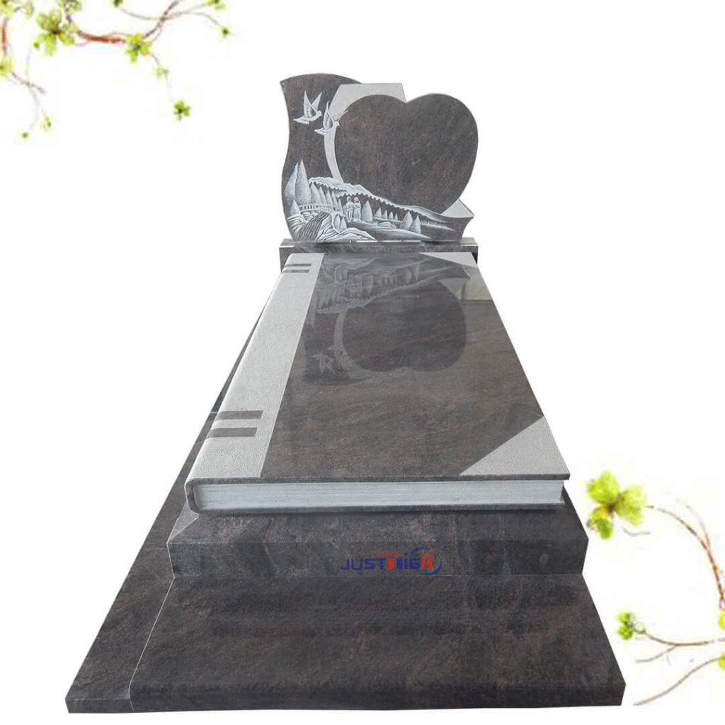 Book design with heart shape for cemetery gravestone