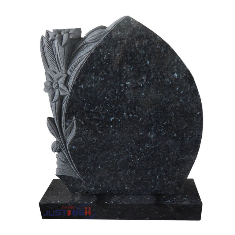 Water drop shape with flower carved headstone