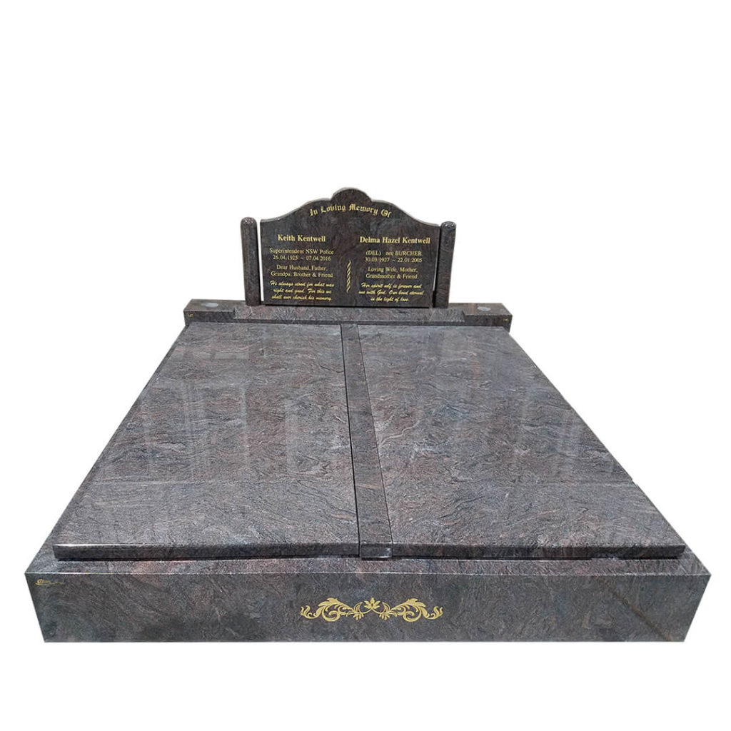 Double design himalaya blue granite gravestone