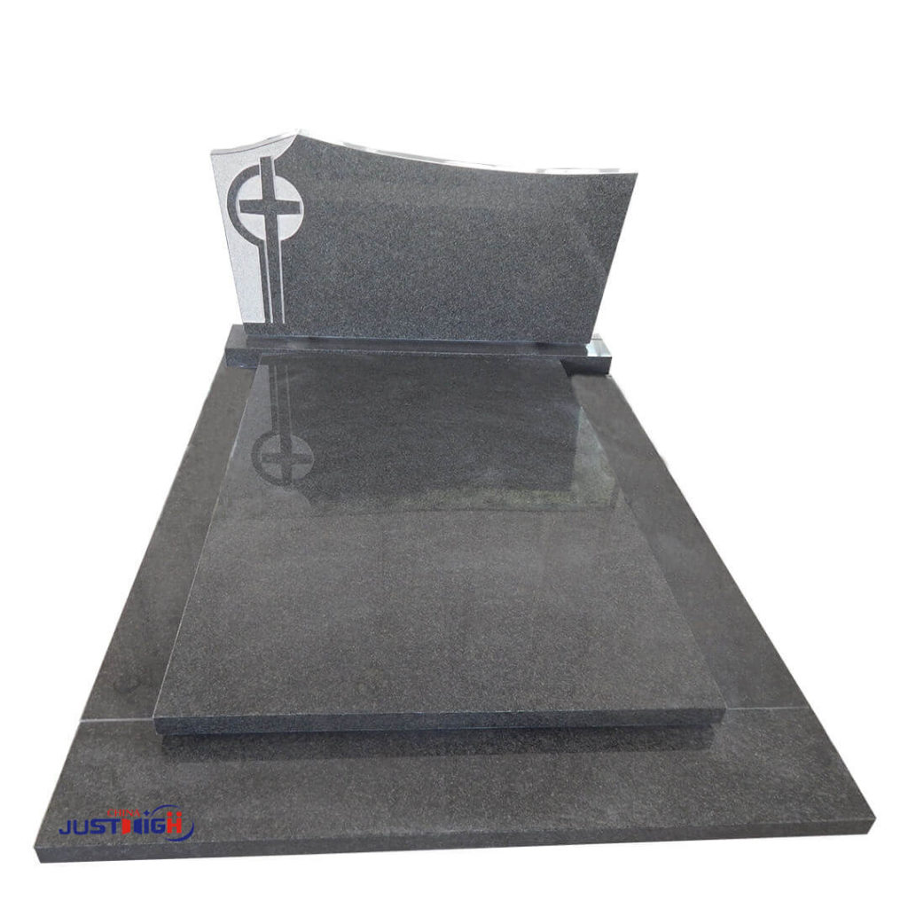 Cross design big granite tombstone
