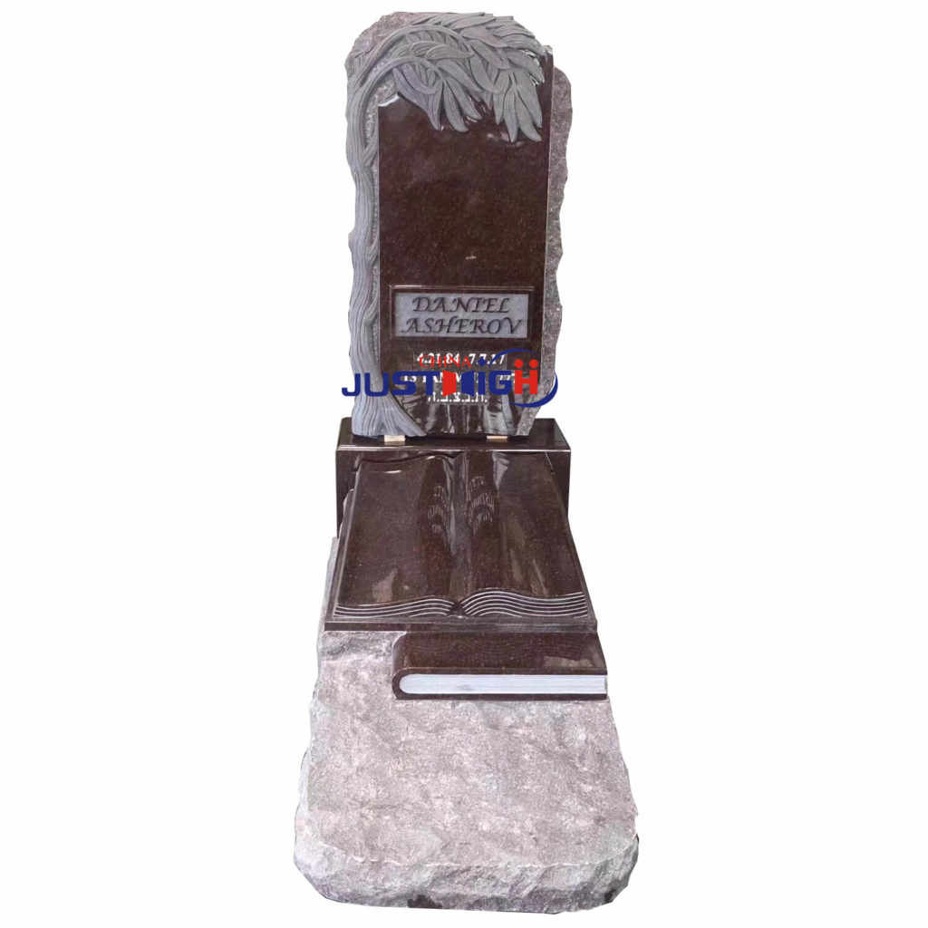 Tree carving with book shape granite headstone - Professional Headstone ...
