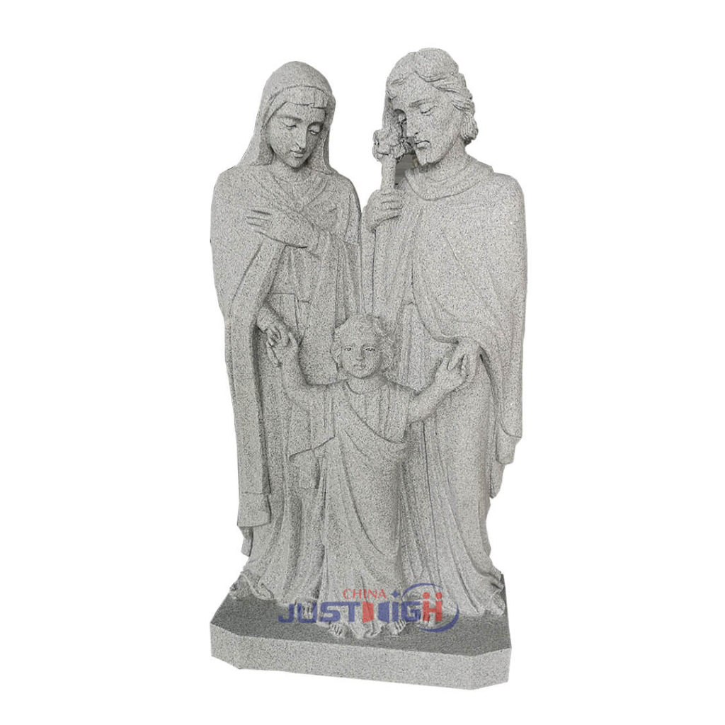 China Granite Light Grey Holy Family Sculptures Religious-Justhighstone
