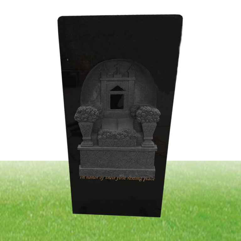 black tall granite custom gravestone