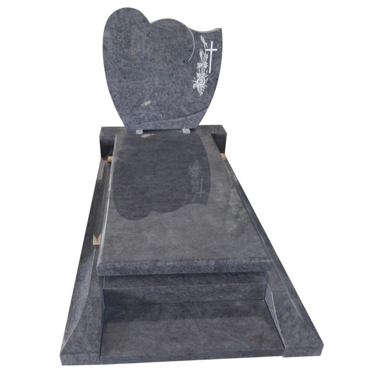Cross and flower carved classic france headstone-Justhighstone