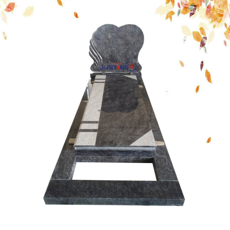Bahama blue granite headstone whit heart and book shape