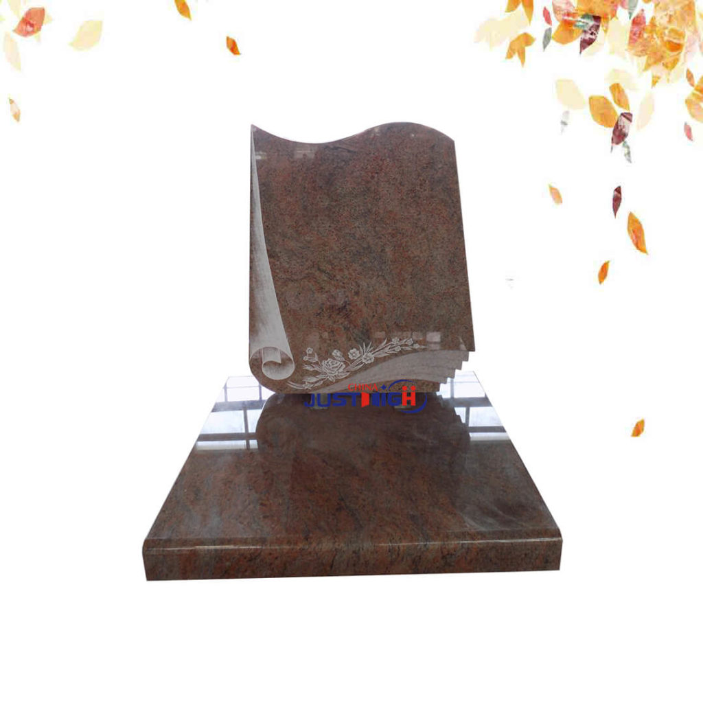 Multicolor Red book shape granite headstone wholesale