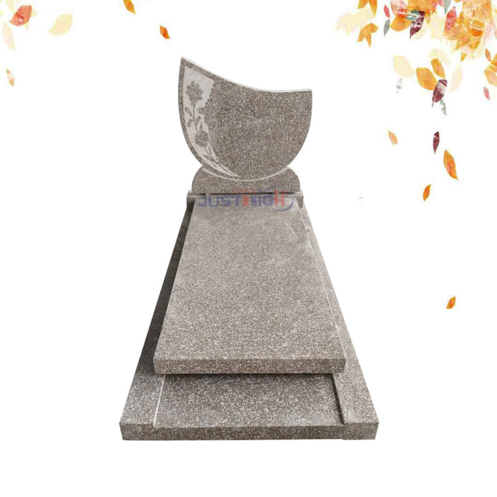 G635 granite tombstone with flower carved for grave