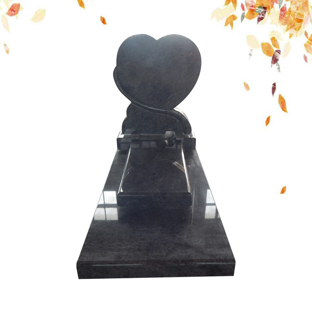 Bahama Blue granite headstone heart shape tombstone