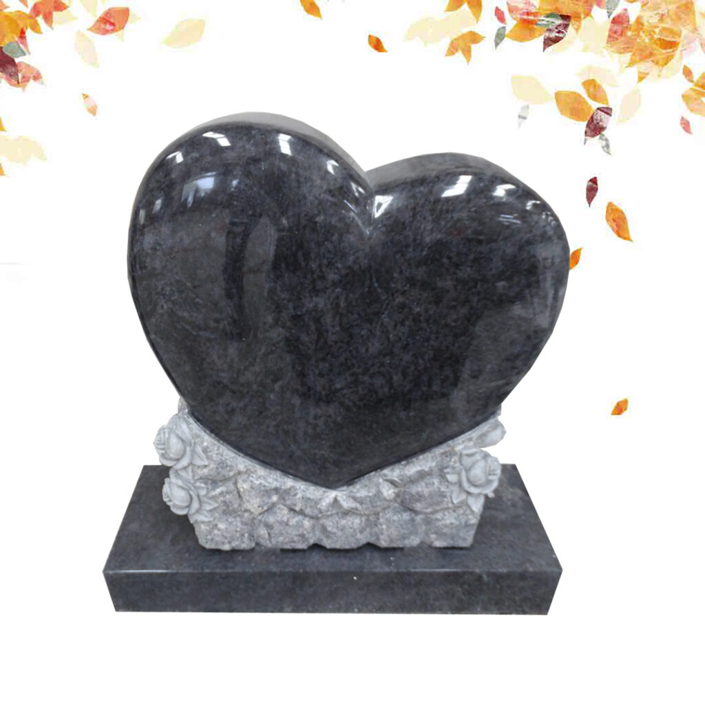 Heart shape with flower carving headstone tombstone wholesale