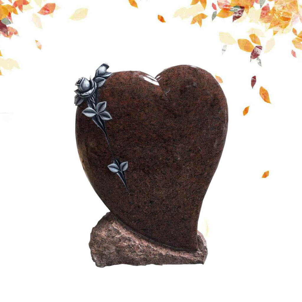 Red granite heart shape granite tombstone - Justhighstone