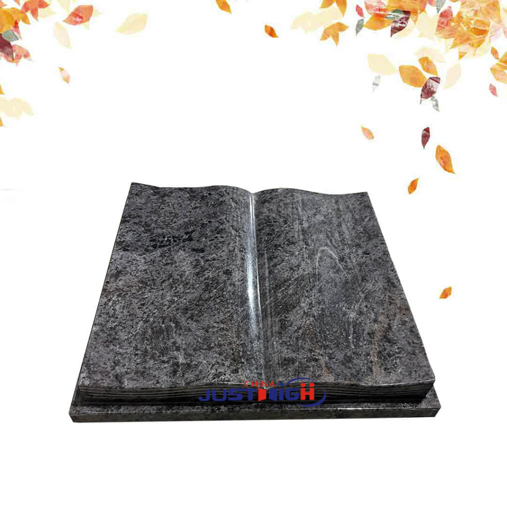 Book shape plaque bahama blue granite memorial plaque
