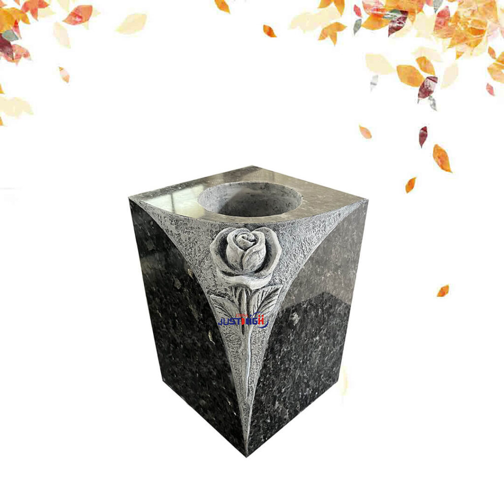 Wholesale blue pearl granite vase flower vase for headstone