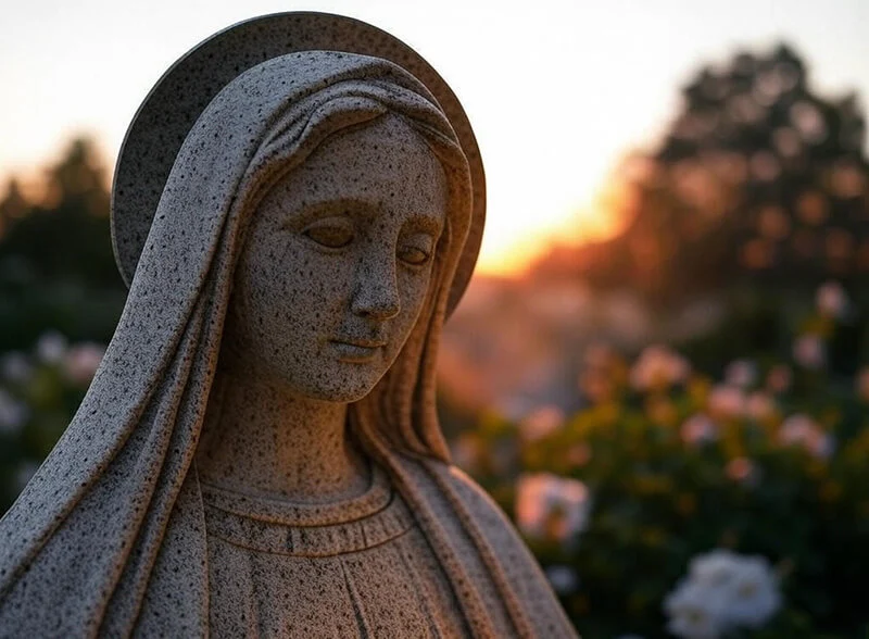 Why do a lot of religious statues have a tilted head?