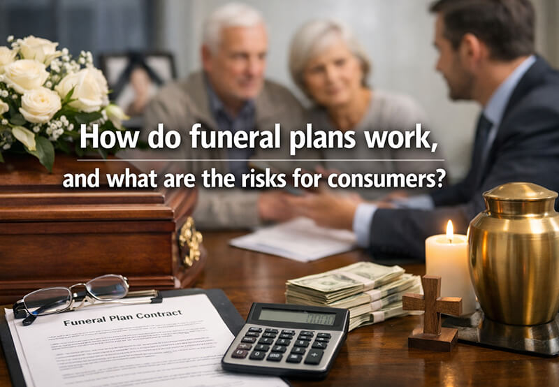 How do funeral plans work, and what are the risks for consumers?